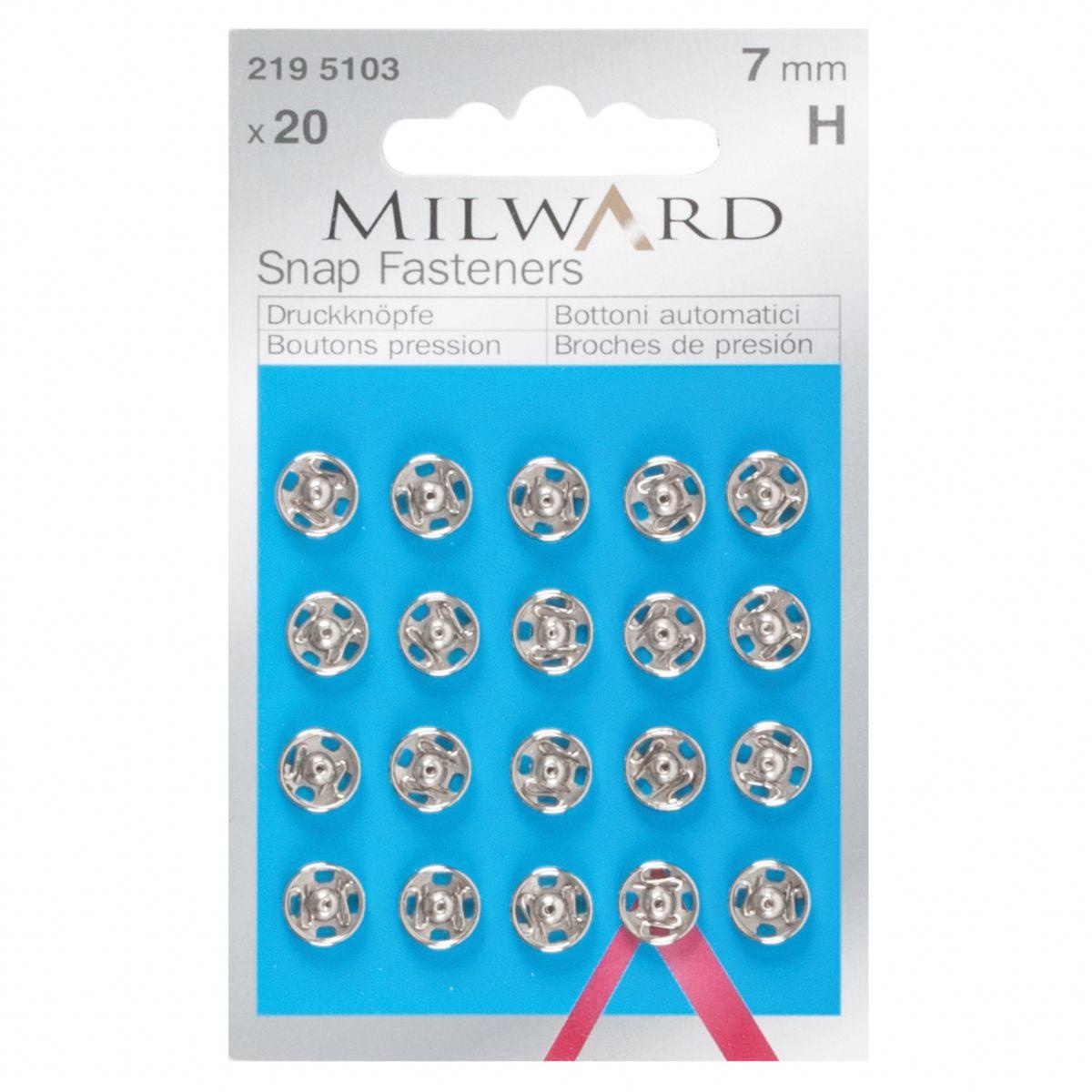 Milward 7mm Silver Snap Fasteners 20 Pack – Guthrie & Ghani
