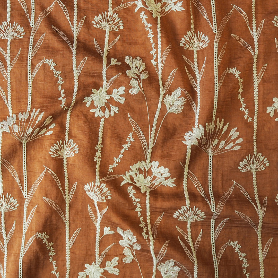 Sienna Embroidered Stems Lyocell Blend Fabric | Guthrie & Ghani