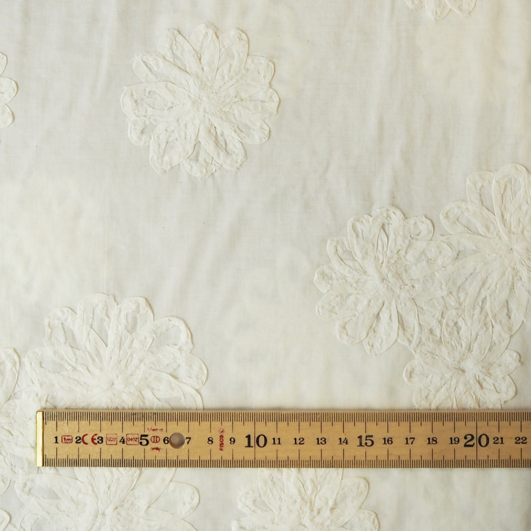 Cream 3D Petals Cotton Poplin Fabric | Guthrie & Ghani