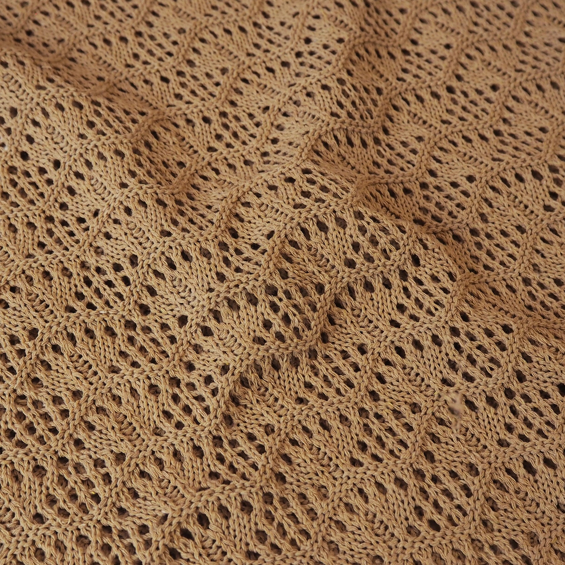 Caramel Crochet Waves Cotton Knit Fabric | Guthrie & Ghani