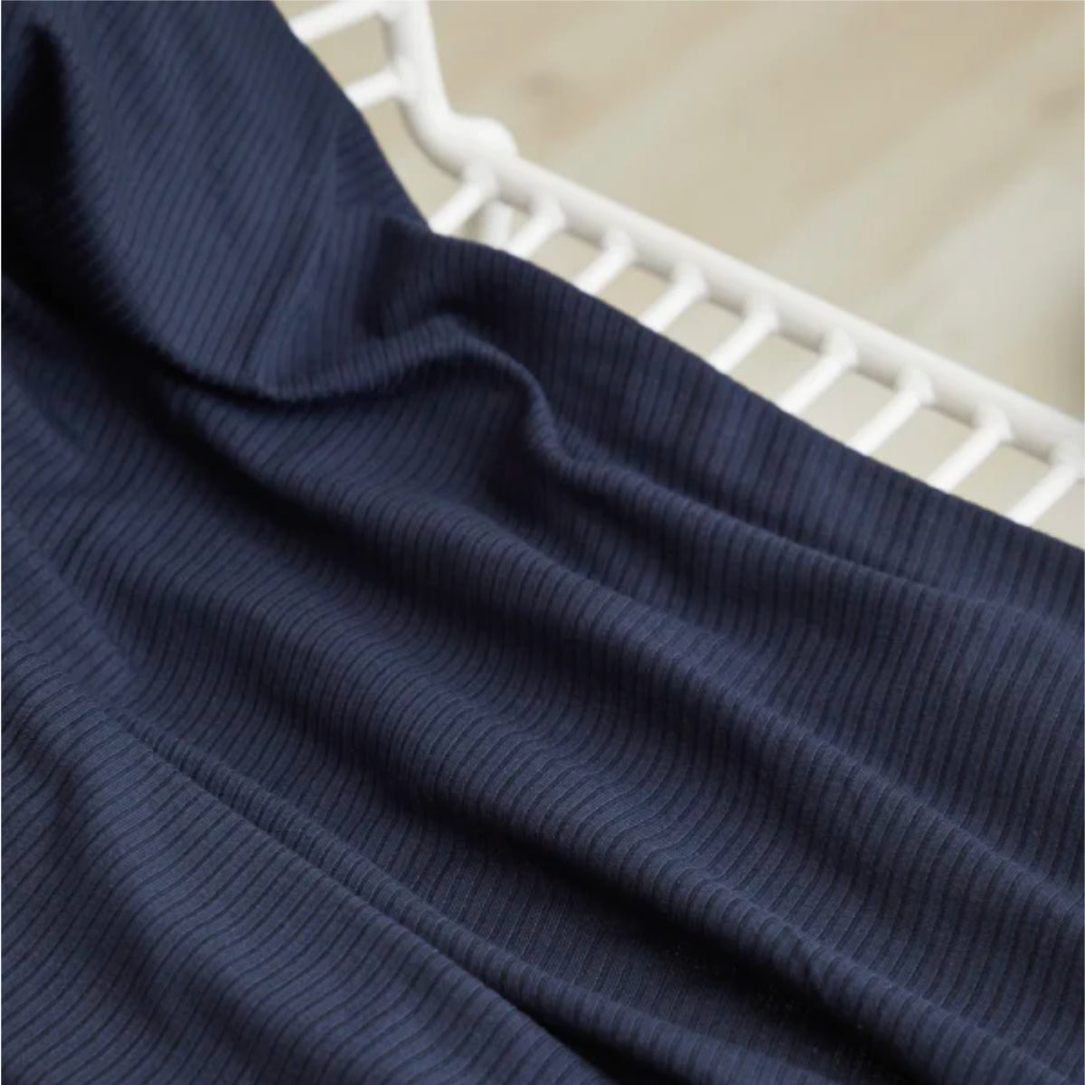 Dark Navy Meet Milk Derby Ribbed Tencel Jersey Fabric – Guthrie & Ghani