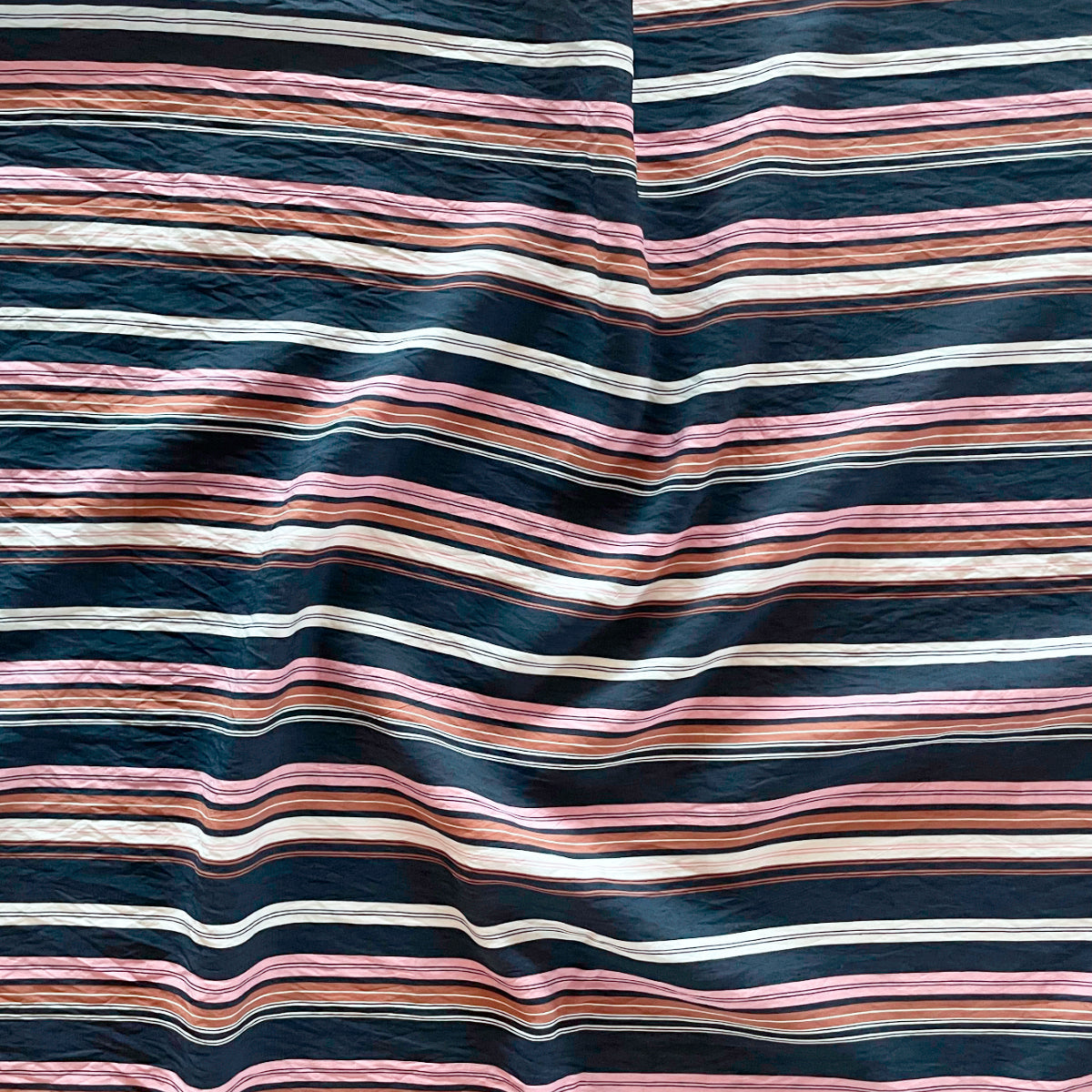 Navy Neapolitan Stripe Viscose Blend Fabric - Cut Lengths – Guthrie & Ghani