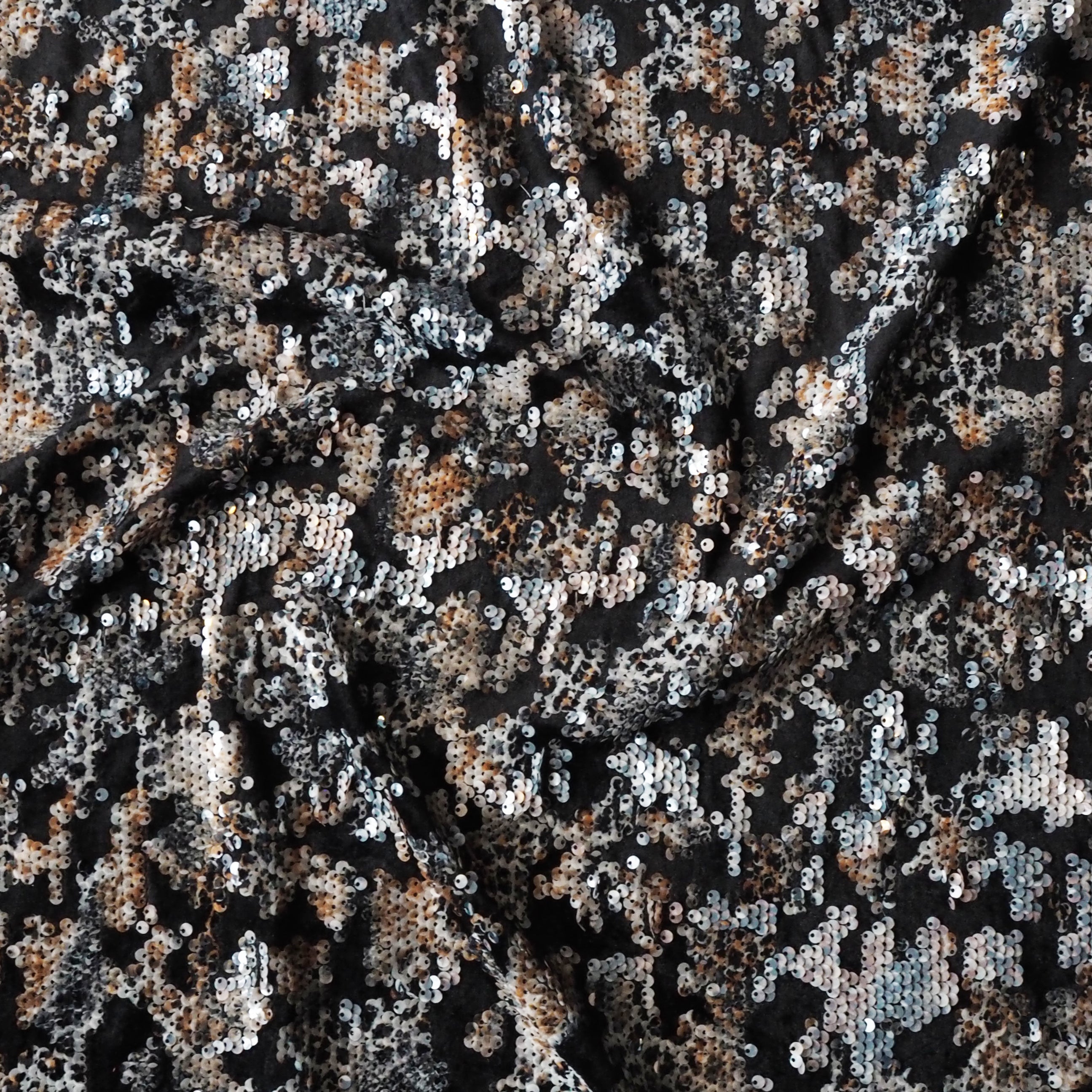 Camo Sequin Stretch Velour Fabric - Bolt End Piece 1m x 132cm – Guthrie ...