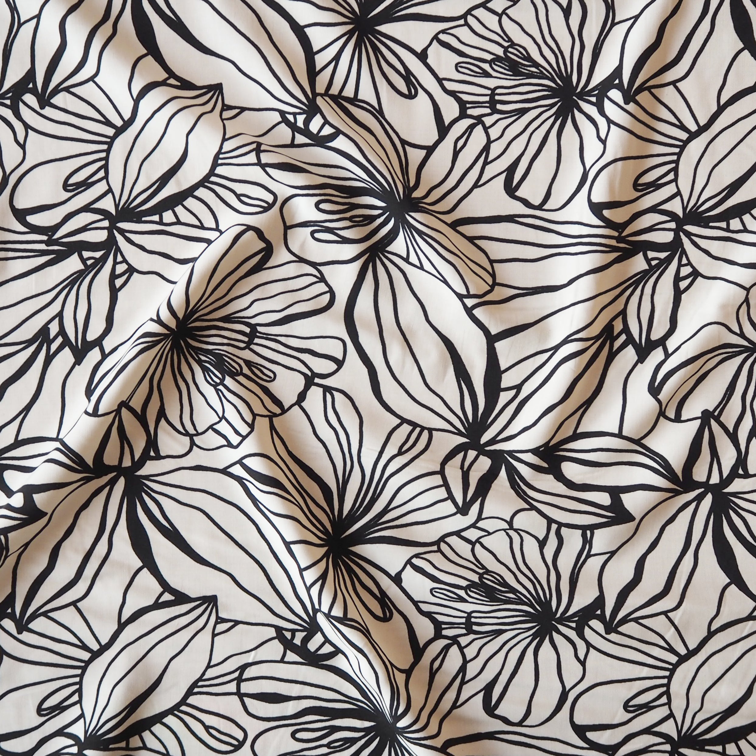 Black Floral Outline Viscose Fabric – Guthrie & Ghani