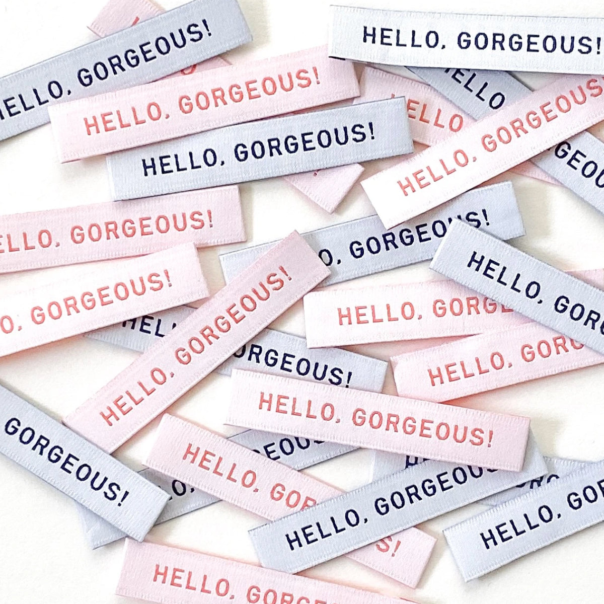 "HELLO GORGEOUS" Woven Labels 10 Pack – Guthrie & Ghani